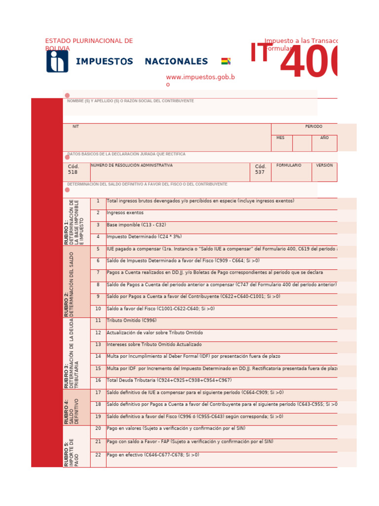 Formulario 400 v5 | PDF | Impuestos | Multa (pena)