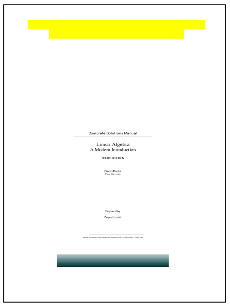 Linear Algebra A Modern Introduction 4e ISM 4th Edition David Poole Digital Version 2025 | PDF ...