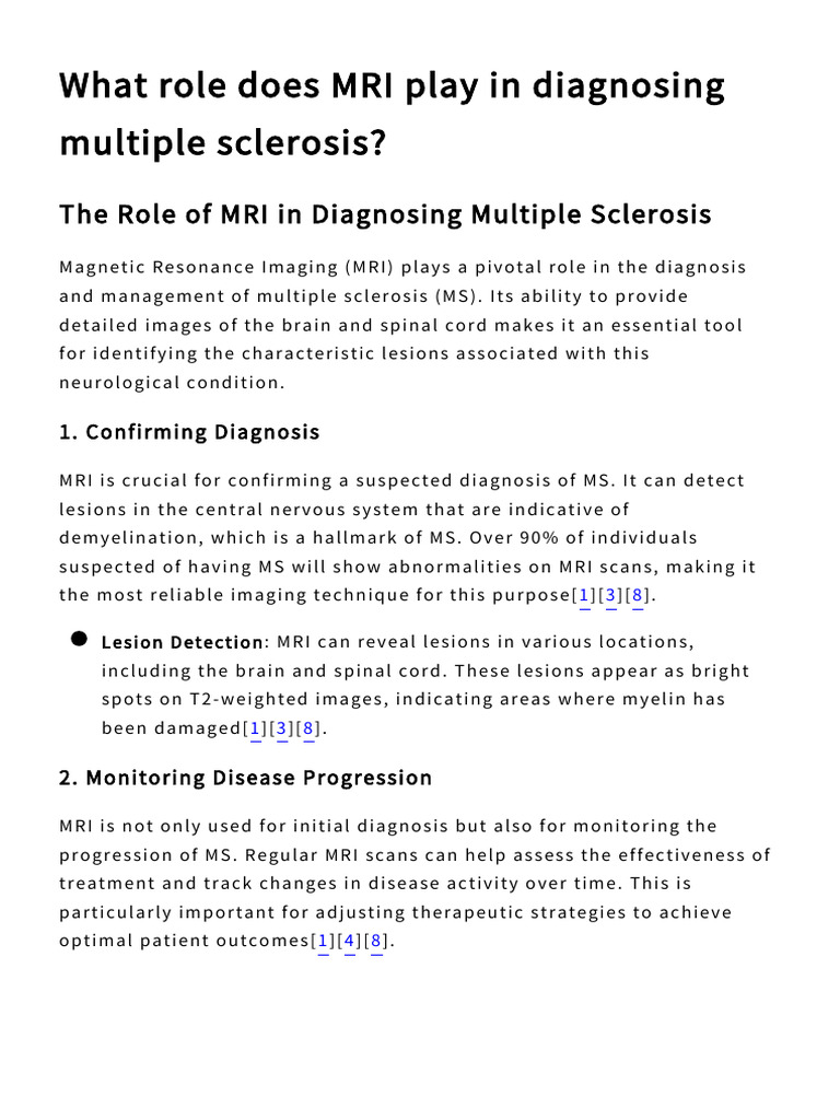 MRI's Role in Diagnosing Multiple Sclerosis | PDF | Multiple Sclerosis ...