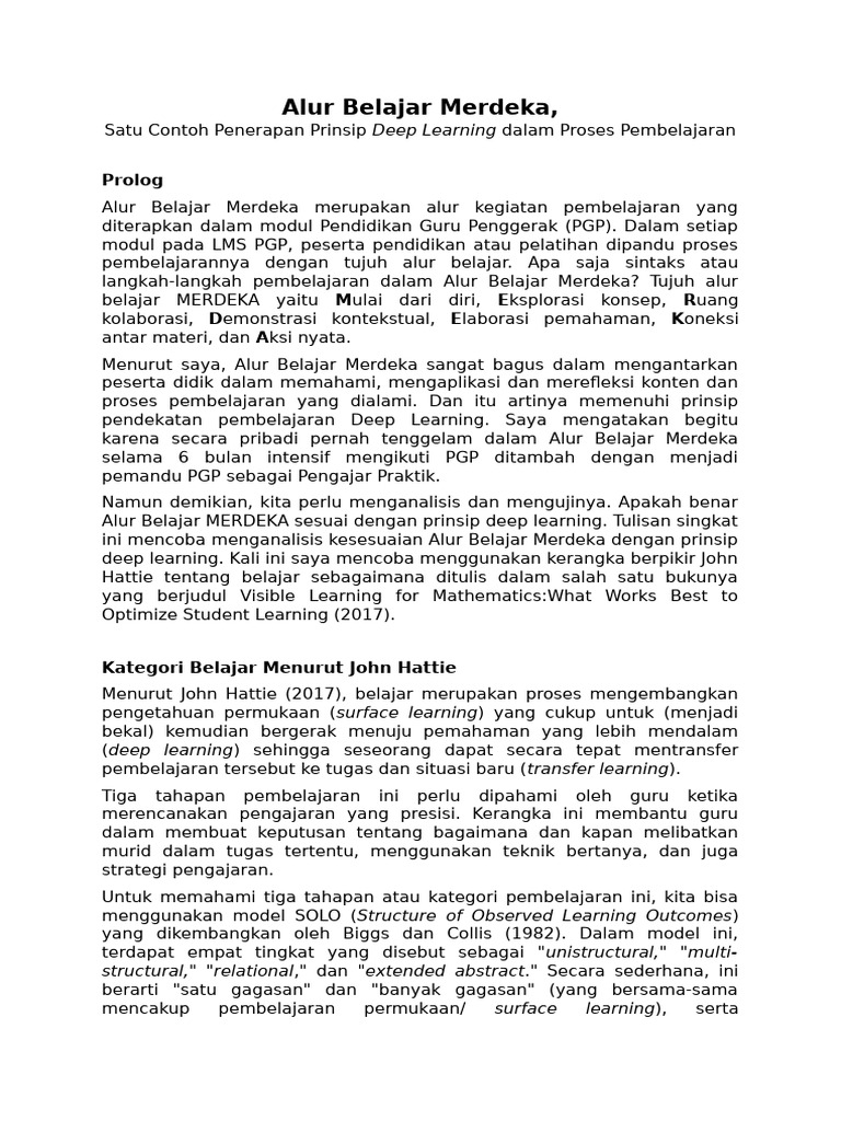 Analisis Alur Belajar Merdeka dan Deep Learning | PDF