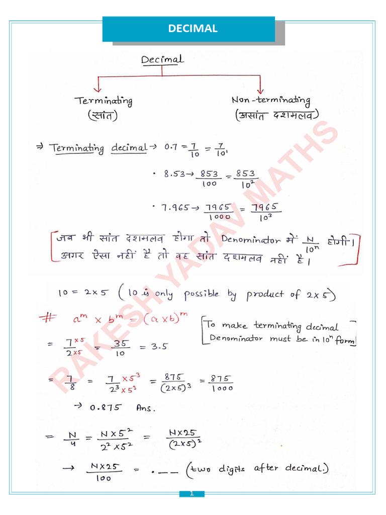 Complete Mathe Notes | PDF | Numbers | Decimal