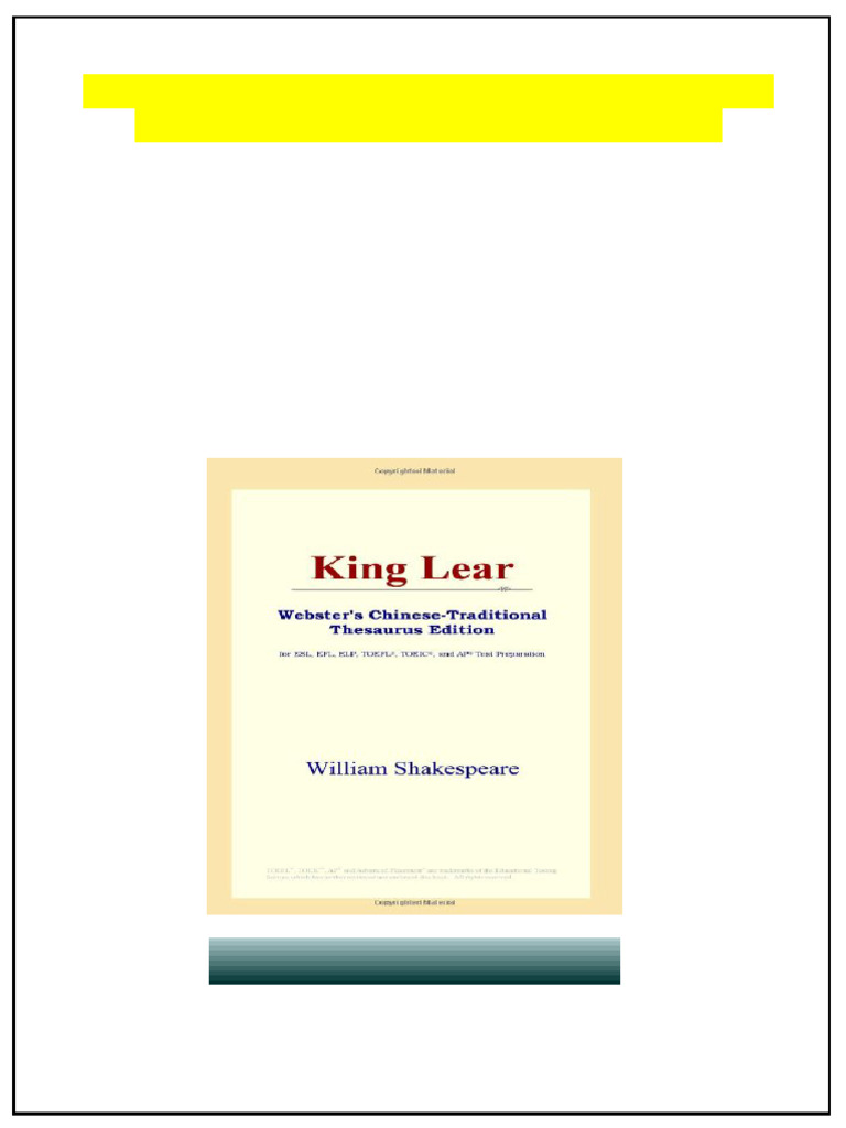 King Lear Webster s Chinese Traditional Thesaurus Edition William Shakespeare available instanly ...