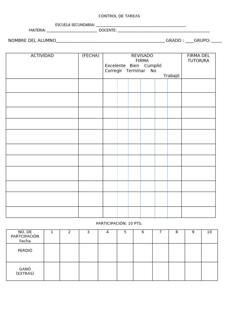 Control de Tareas Libre | PDF
