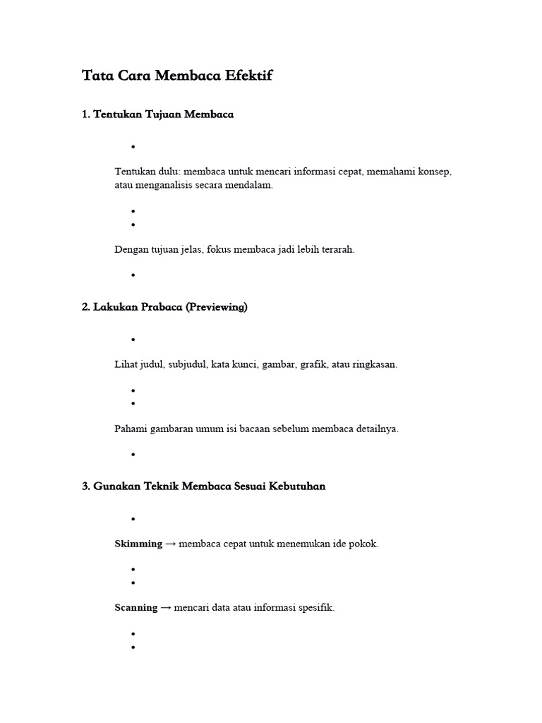 Cara Membaca Efektif dan Efisien | PDF