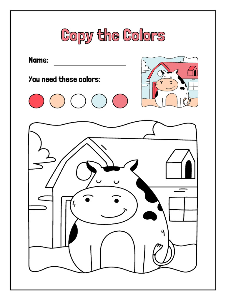White and Pink Colorful Arts Wavy Coloring Animals Activity Worksheet | PDF