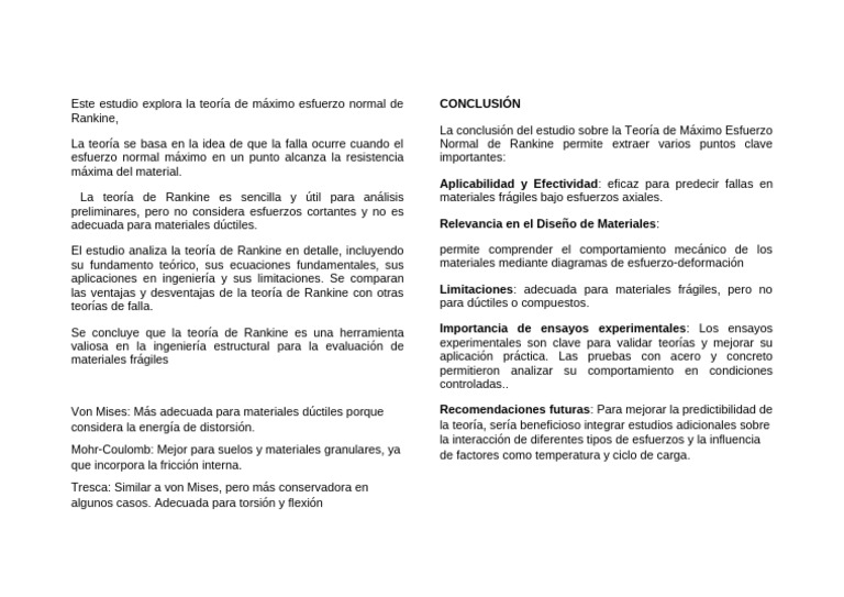 Este Estudio Explora La Teoría de Máximo Esfuerzo Normal de Rankine ...