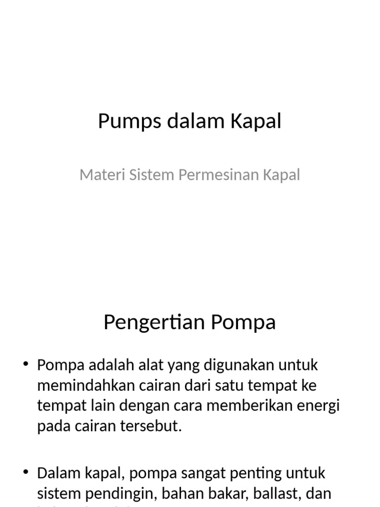 Jenis-Jenis Pompa dalam Kapal | PDF