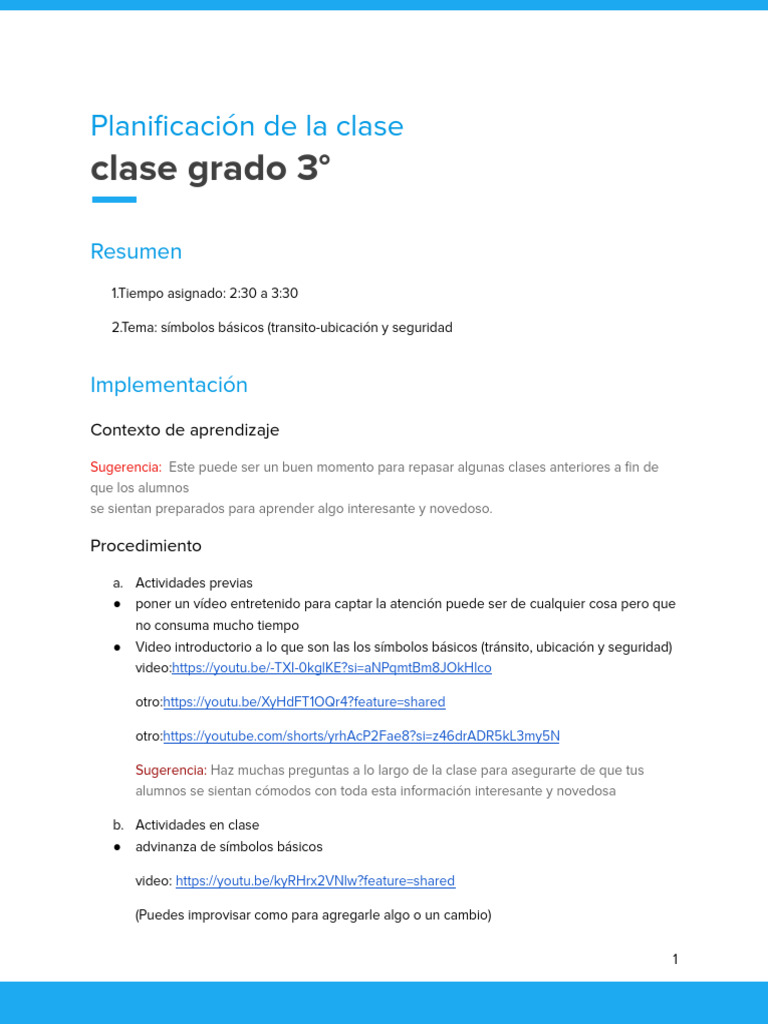 Clase de Símbolos Básicos para 3° Grado | PDF