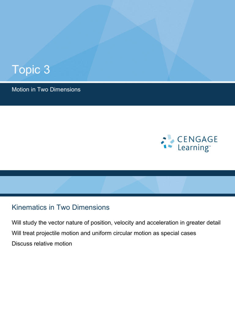 Topic 3 Motion in Two Dimensions | PDF | Acceleration | Kinematics