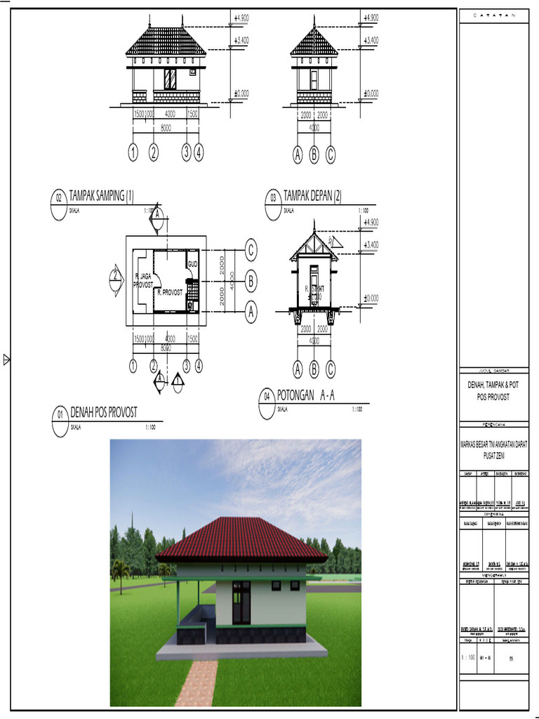 Denah dan Tampak Pos Provost | PDF