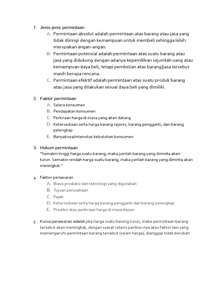 Jenis Permintaan dan Faktor Ekonomi | PDF