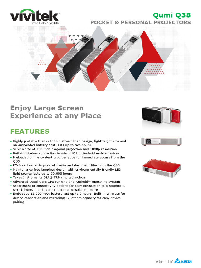 Vivitek Qumi Q38 Datasheet en | PDF | Smartphone | Tablet Computer