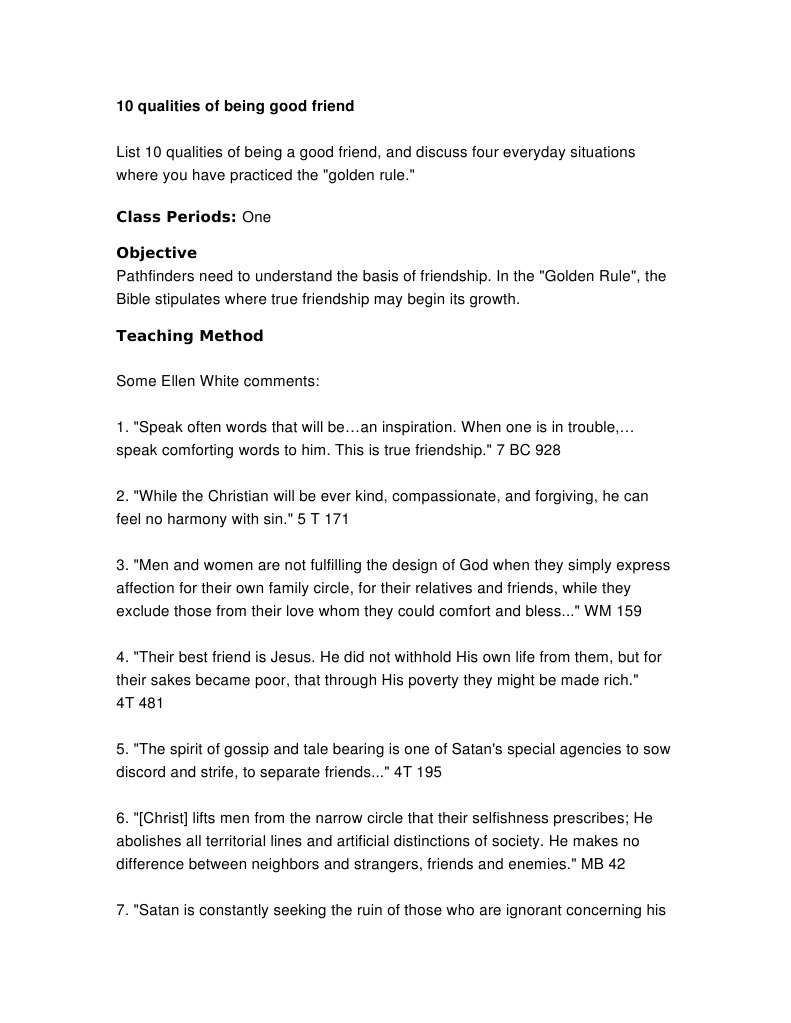 10 Qualities of a Good Friend | PDF