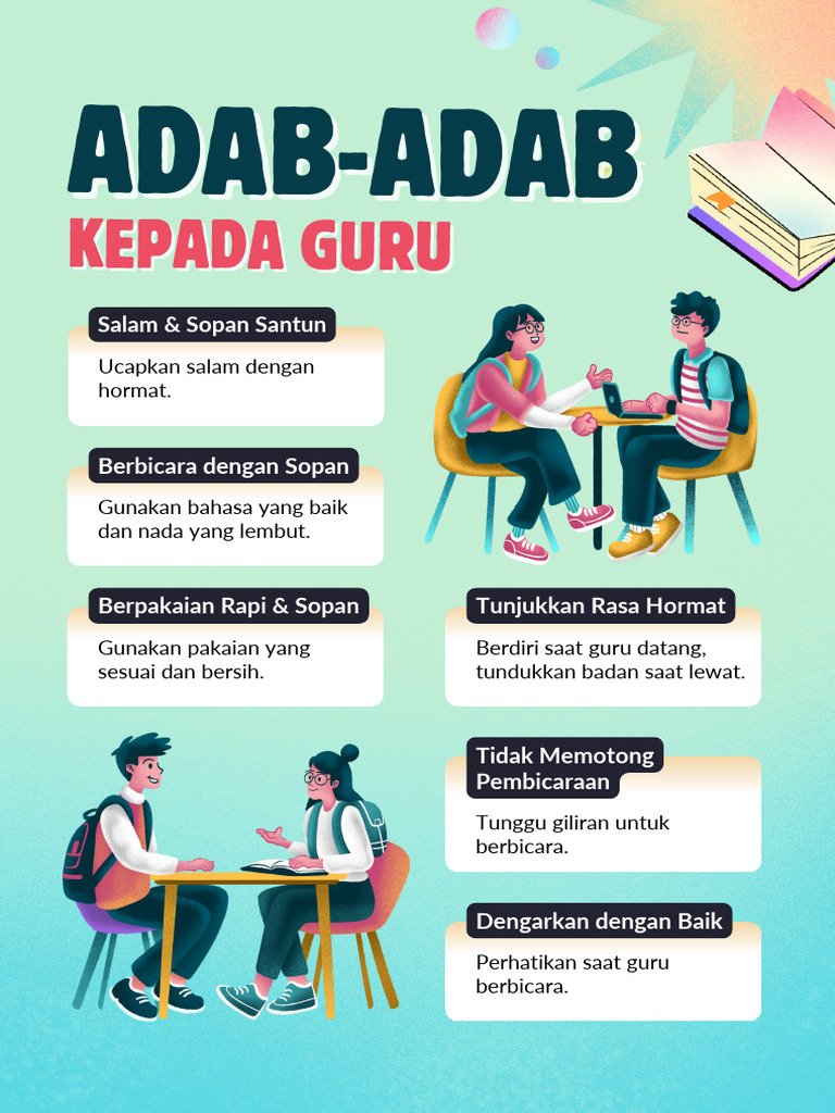 Adab Kepada Guru Poster Biru Merah Ilustratif | PDF