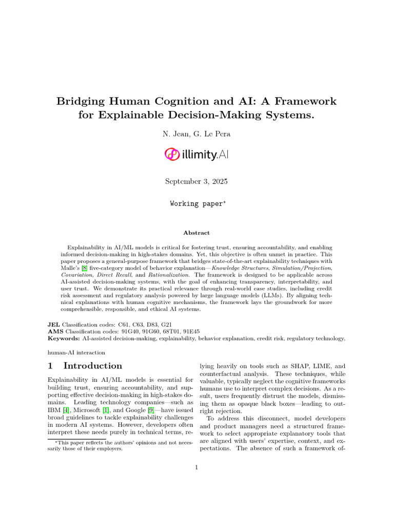 Bridging Human Cognition and AI A Framework For Explainable Decision-Making Systems | PDF ...
