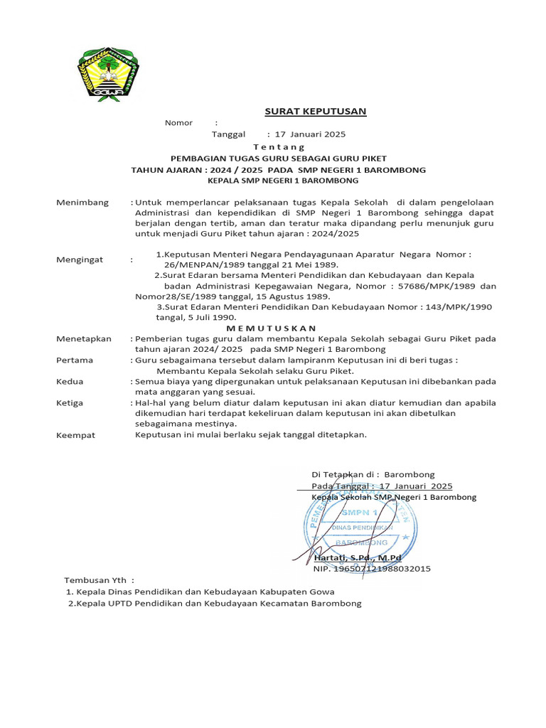 SK Guru Piket 2025 (Genap) | PDF