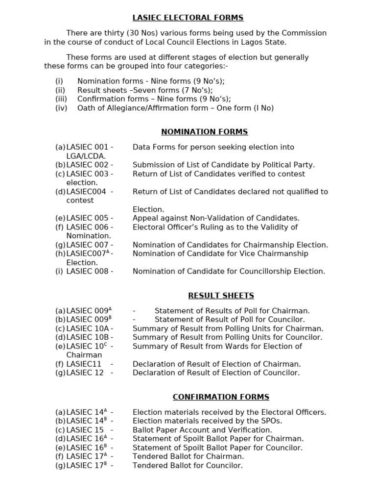 LASIEC Local Council Election Forms | PDF | Political Corruption ...