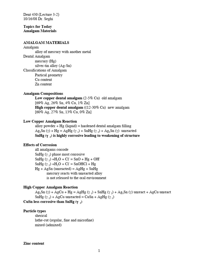Amalgam Materials 08 | PDF | Mercury (Element) | Metals