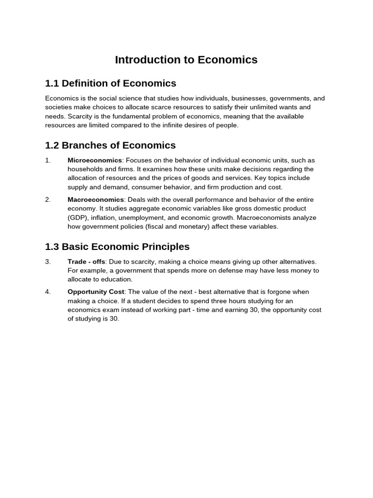Introduction To Economics | PDF