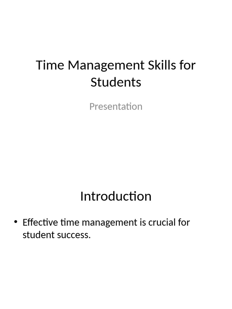 Time Management Skills For Students | PDF