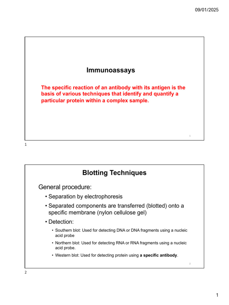 Lec2 Immunoassays 2025 Handout | PDF | Elisa | Western Blot