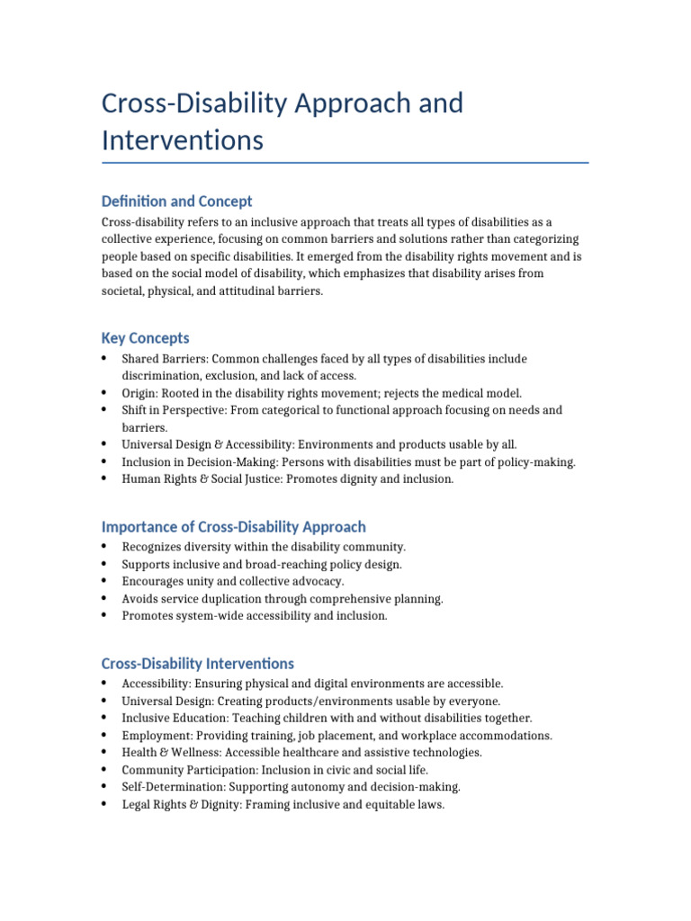 Understanding Cross-Disability Inclusion | PDF | Disability | Accessibility