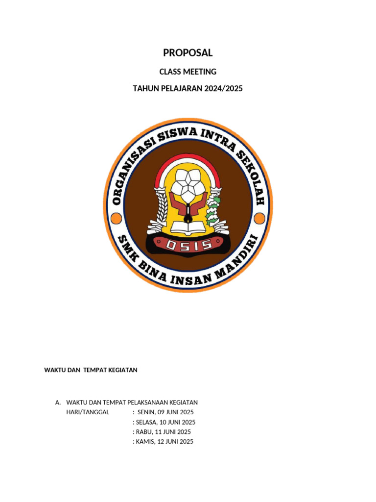 Proposal Class Meeting SMK 2024/2025 | PDF