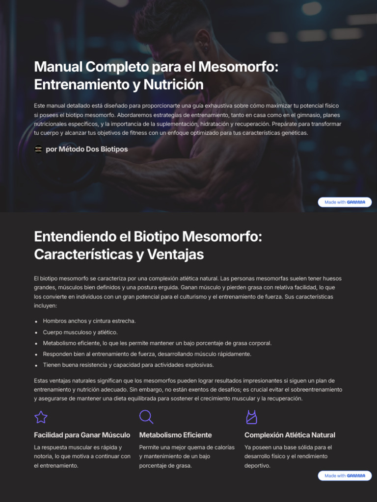 Manual Completo Para El Mesomorfo Entrenamiento y Nutricion | PDF | Nutrición | Dieta y nutrición