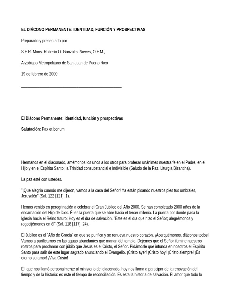 Diácono Permanente: Identidad y Funciones | PDF | Diácono | Iglesia ...