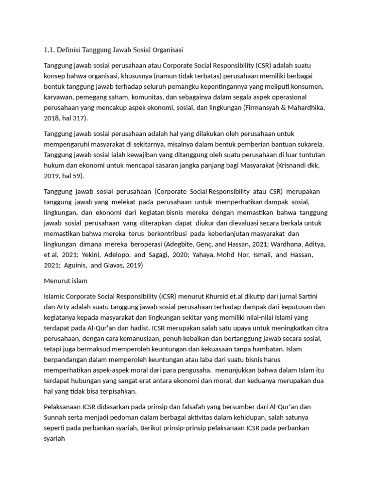 Definisi Tanggung Jawab Sosial Perusahaan | PDF