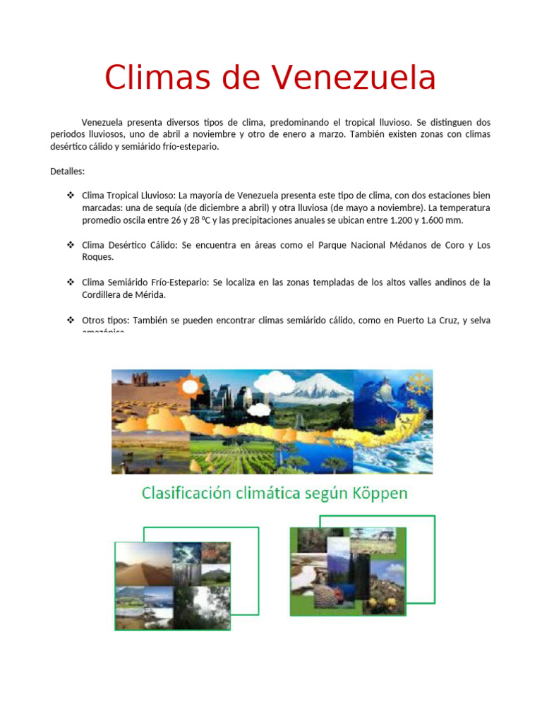 Climas y Relieves de Venezuela | PDF | Andes | Venezuela