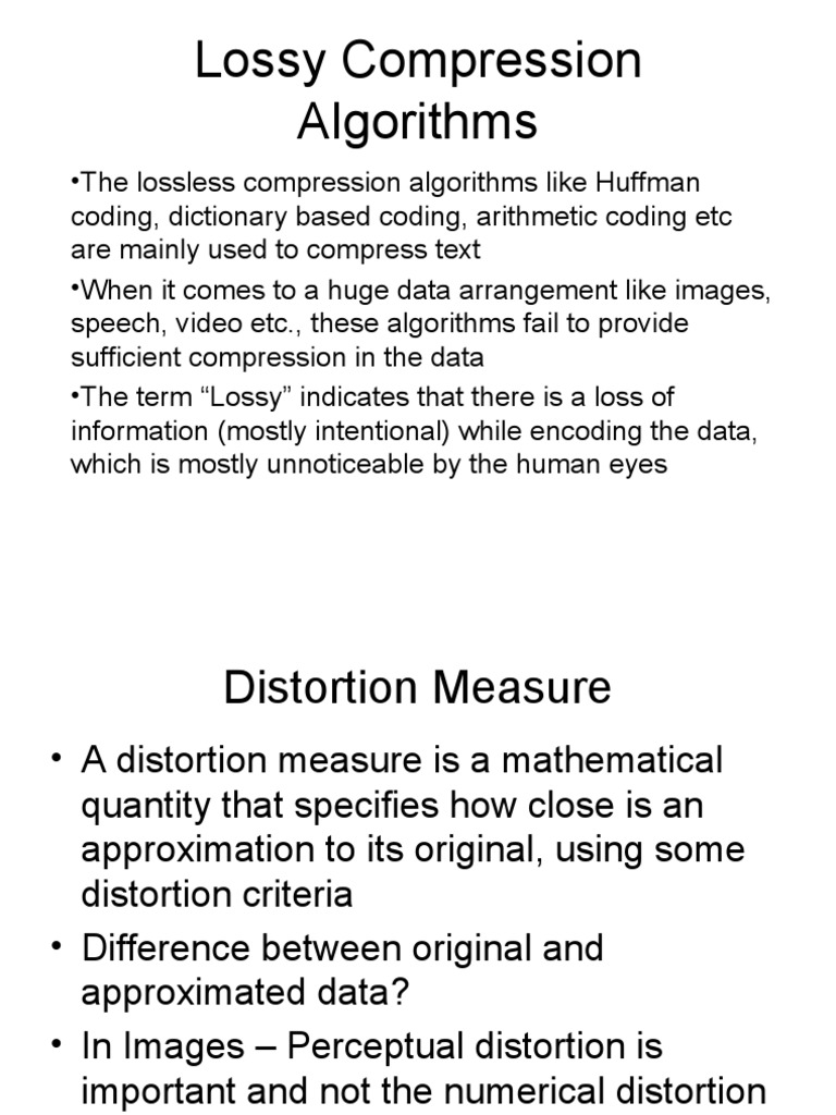 Lossy Compression Algorithms Pdf Data Compression Applied Mathematics