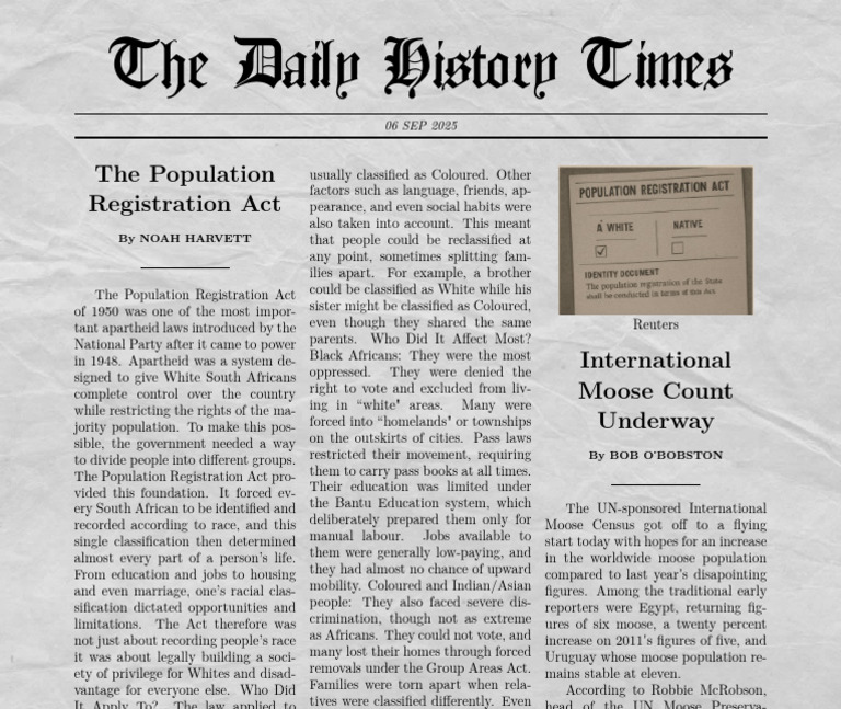 Population Registration Act Clean | PDF | Apartheid | South Africa