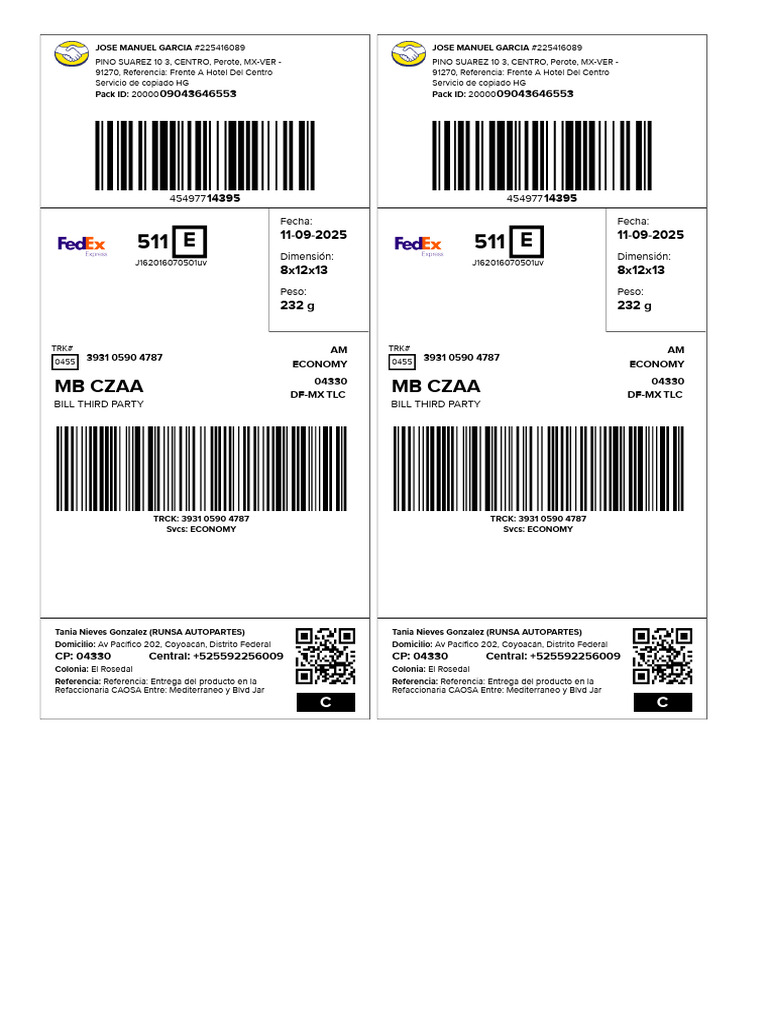 Shipment Labels 250911100600 | PDF