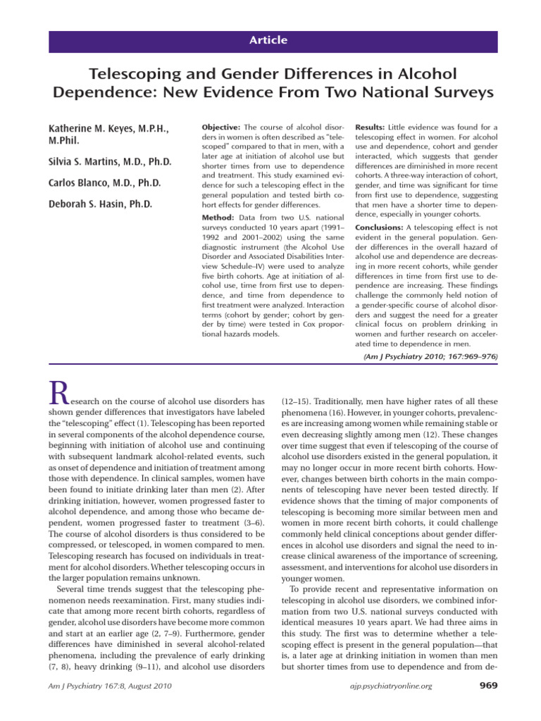 Telescoping and Gender Differences in Alcohol Dependence New Evidence ...