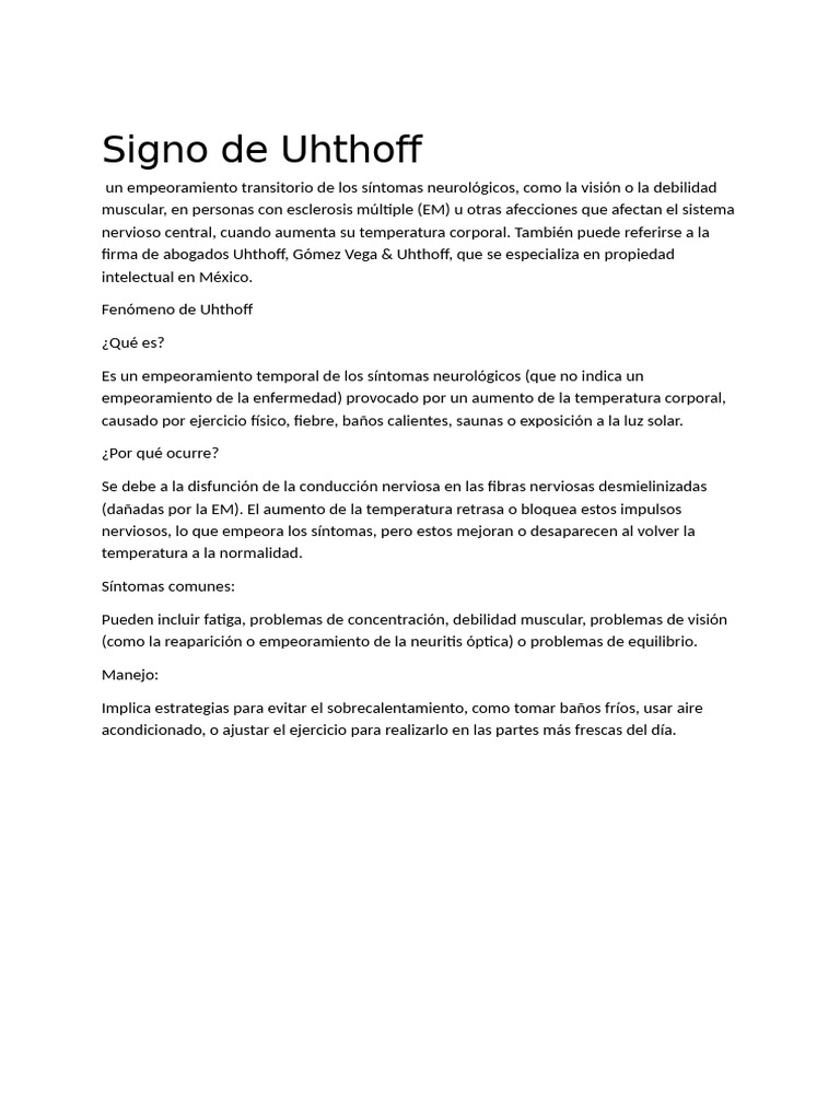 Signo de Uhthoff | PDF