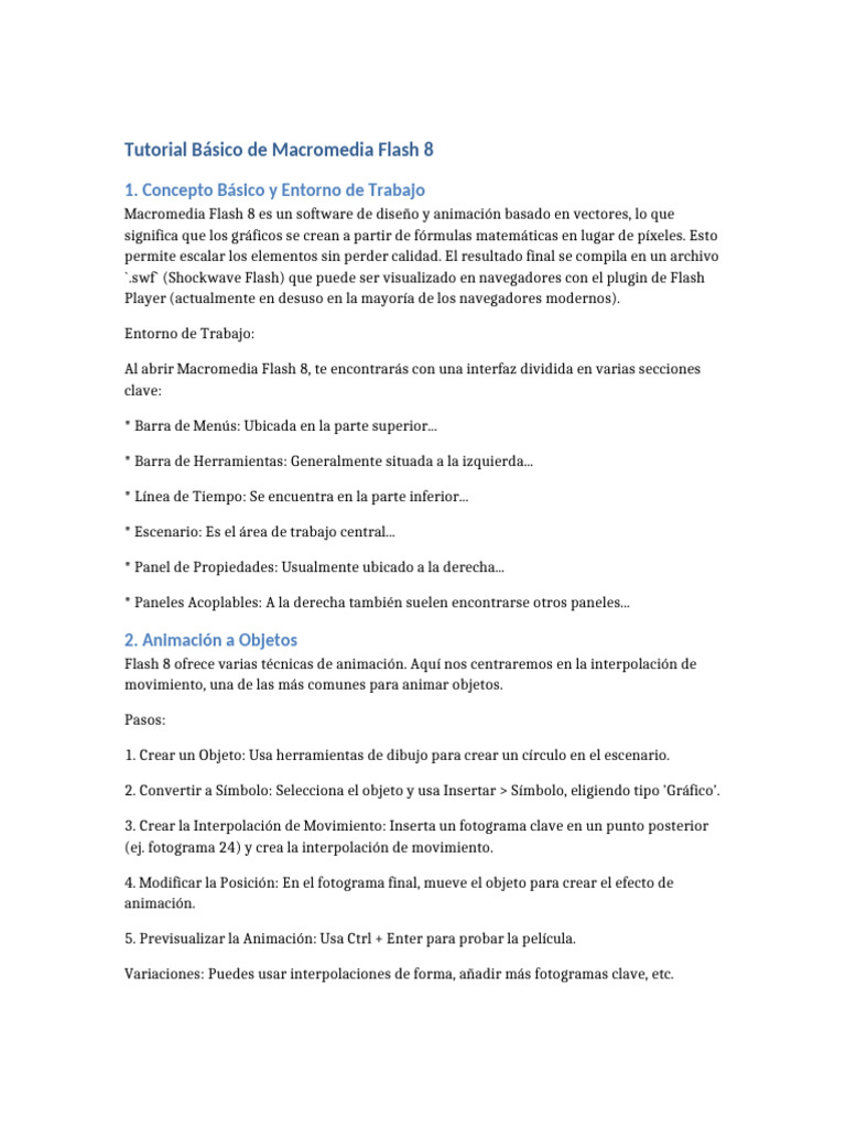 Tutorial Basico Macromedia Flash 8 | PDF | Adobe Flash | Software