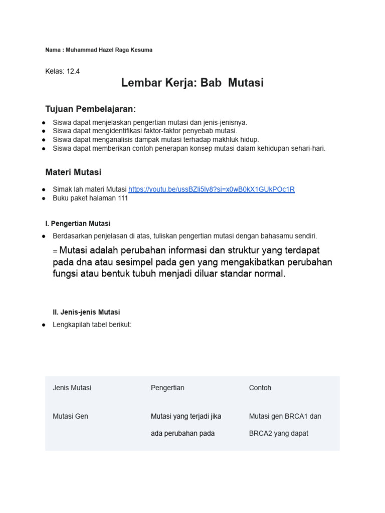 LKPD Mutasi | PDF