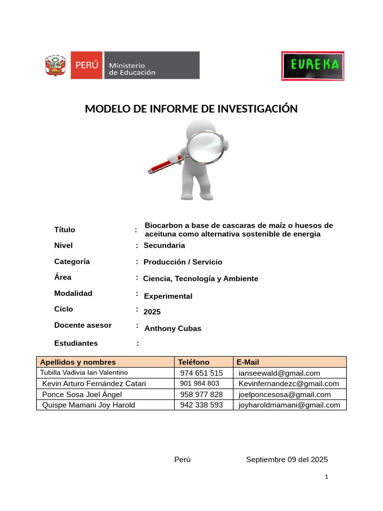 667085935 Modelo de Informe Del Proyecto Eureka 2023 | PDF | Residuos | Sustentabilidad