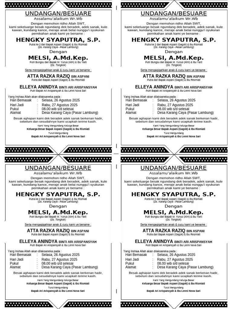 Undangan Besuare - Hengky Dan Melsi | PDF