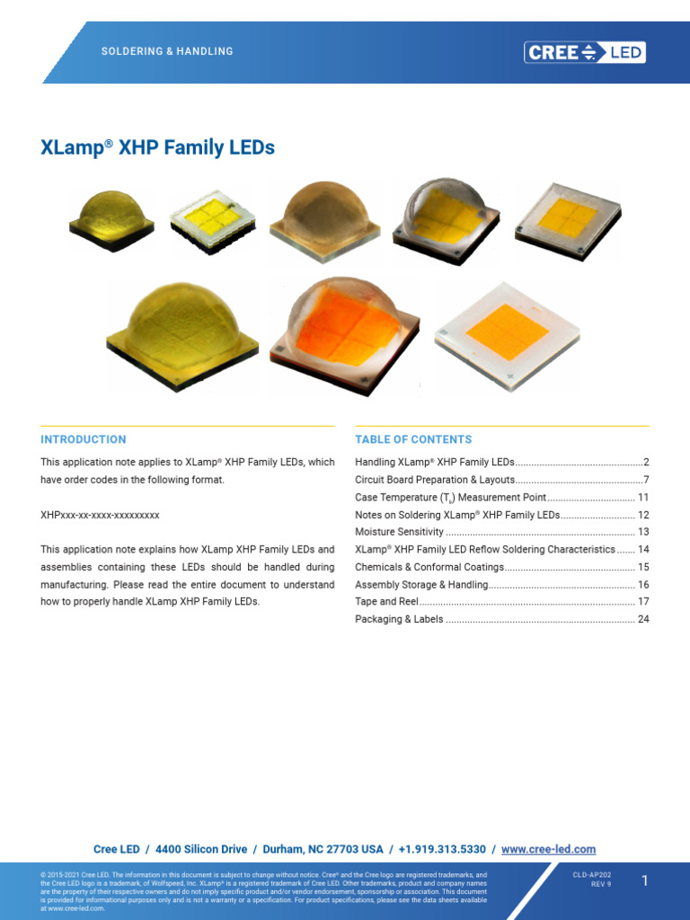Handling XLamp XHP Family LEDs | PDF | Printed Circuit Board | Light ...
