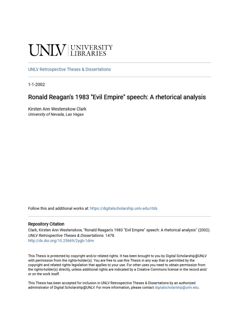 14 Ronald Reagans 1983 Evil Empire Speech_ a Rhetorical Analysis | PDF ...