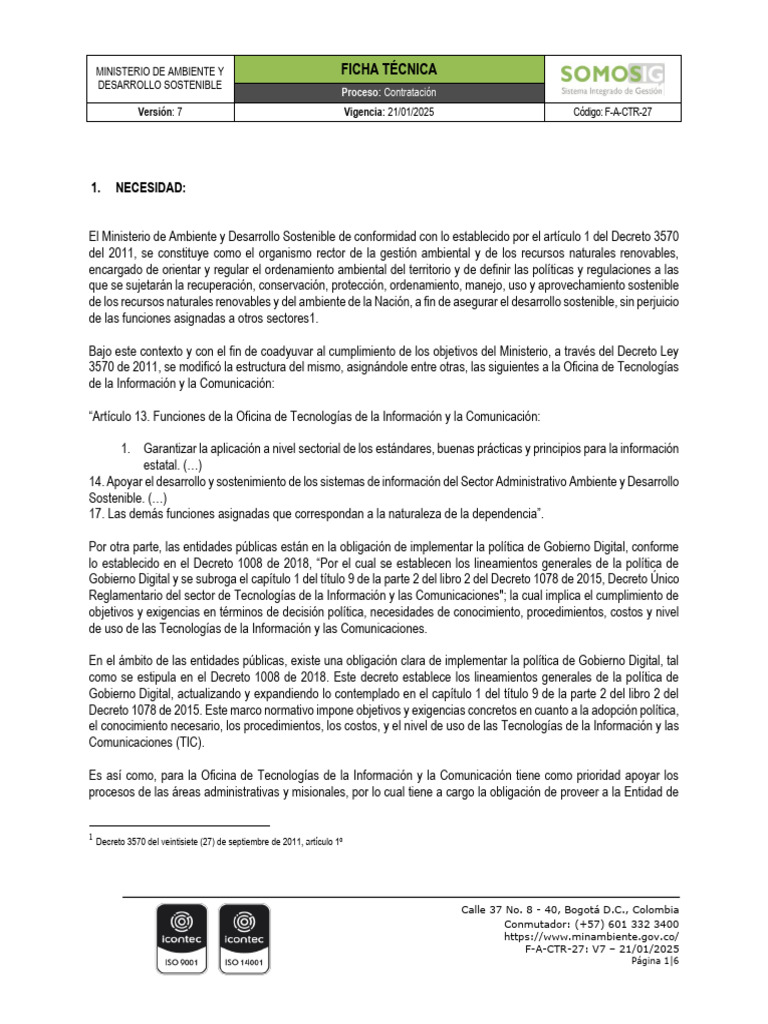 f a Ctr 27 v7 Ficha Tecnica Conectividad Ficha Para Cotizar | PDF | Internet | Gobierno E