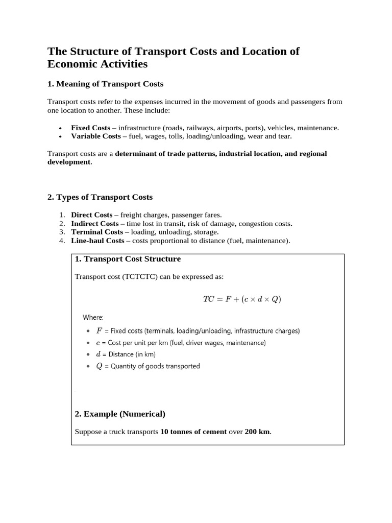 Transport Costs and Economic Location Insights | PDF | Transport | Rail ...