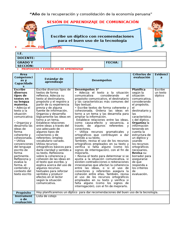 3° SES COMU Escribe Un Díptico Con Recomendaciones para El Buen Uso de La Tecnología | PDF ...