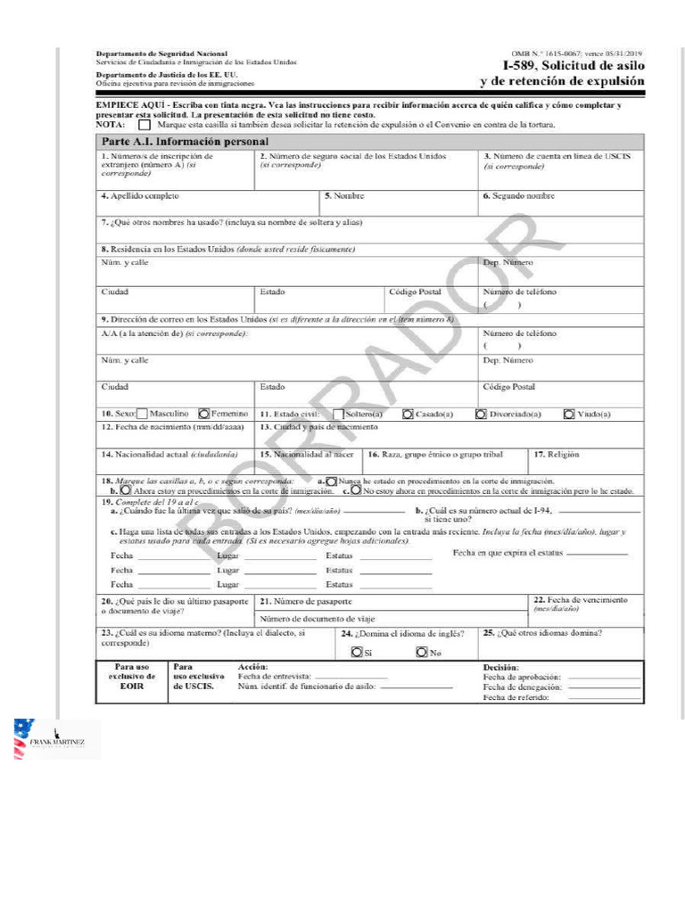 Borrador - Form I589 | PDF