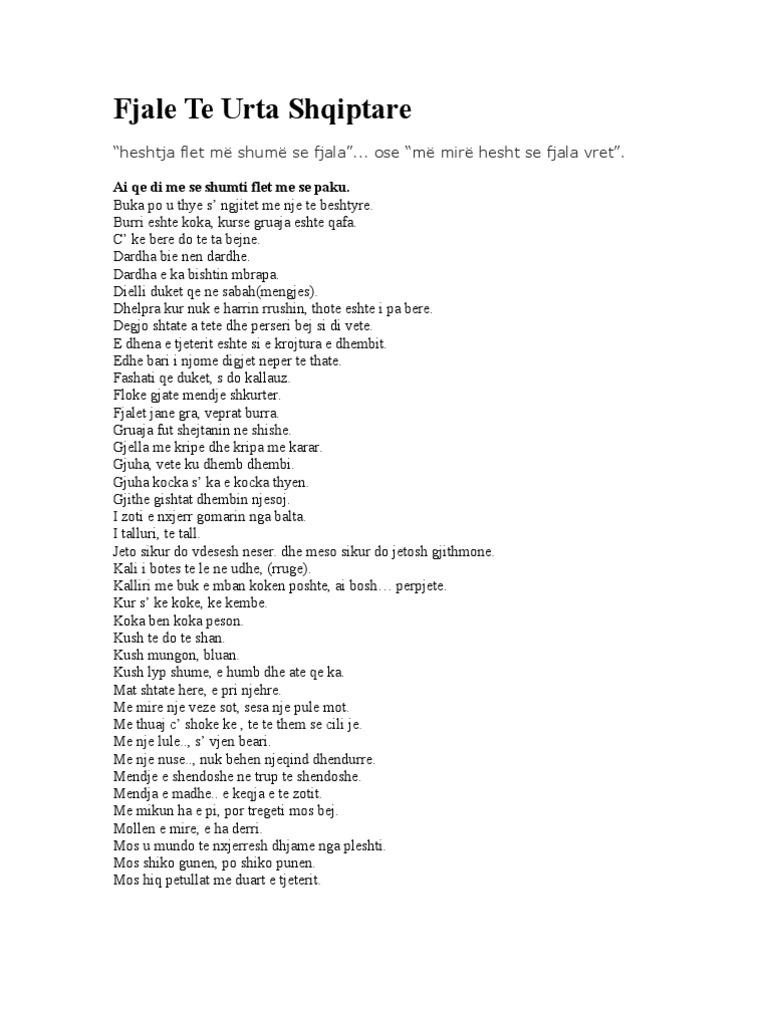 Fjale Te Urta Shqiptare | PDF