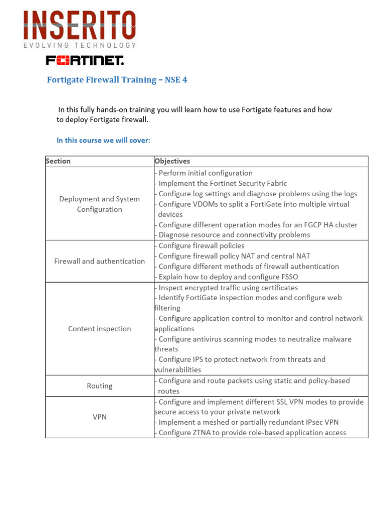Fortigate Firewall NSE 4 Training | PDF