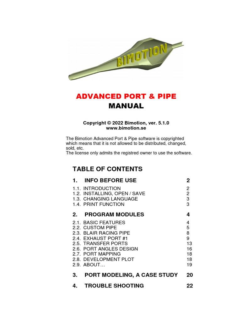 Bimotion Advanced Port Pipe Manual | PDF | Microsoft Excel | Piston