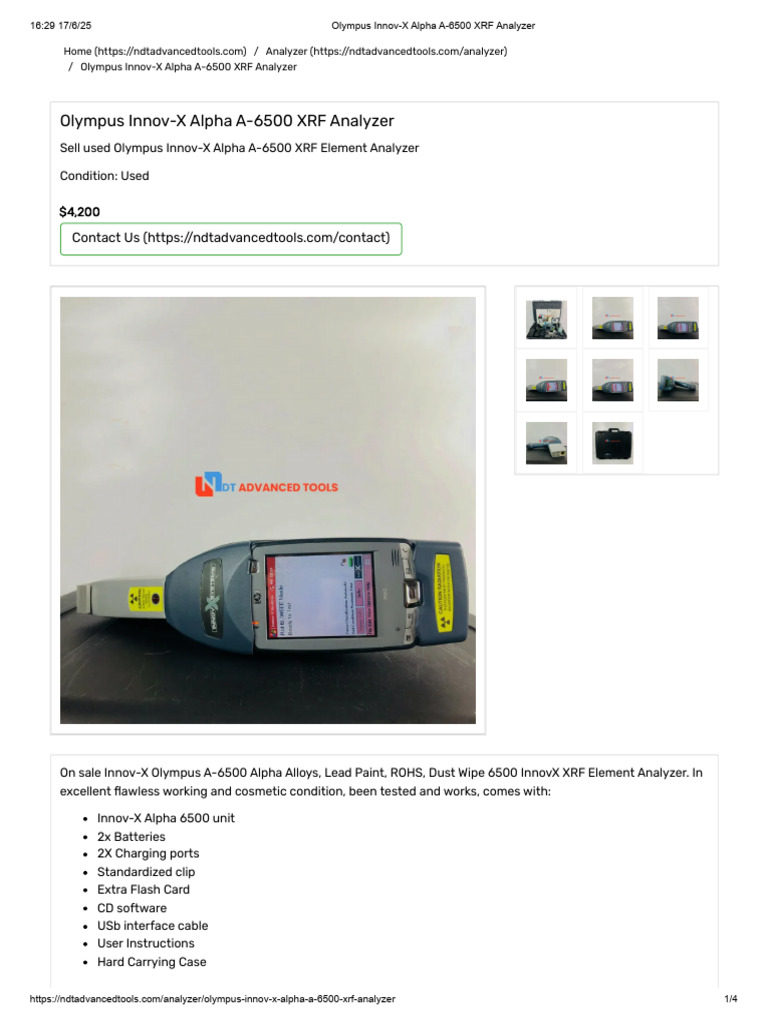 Used Olympus Innov-X Alpha A-6500 XRF | PDF | Laptop | Electronics